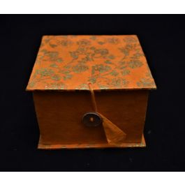 Floral Printed Design Lokta Paper Square Box - Export From Nepal